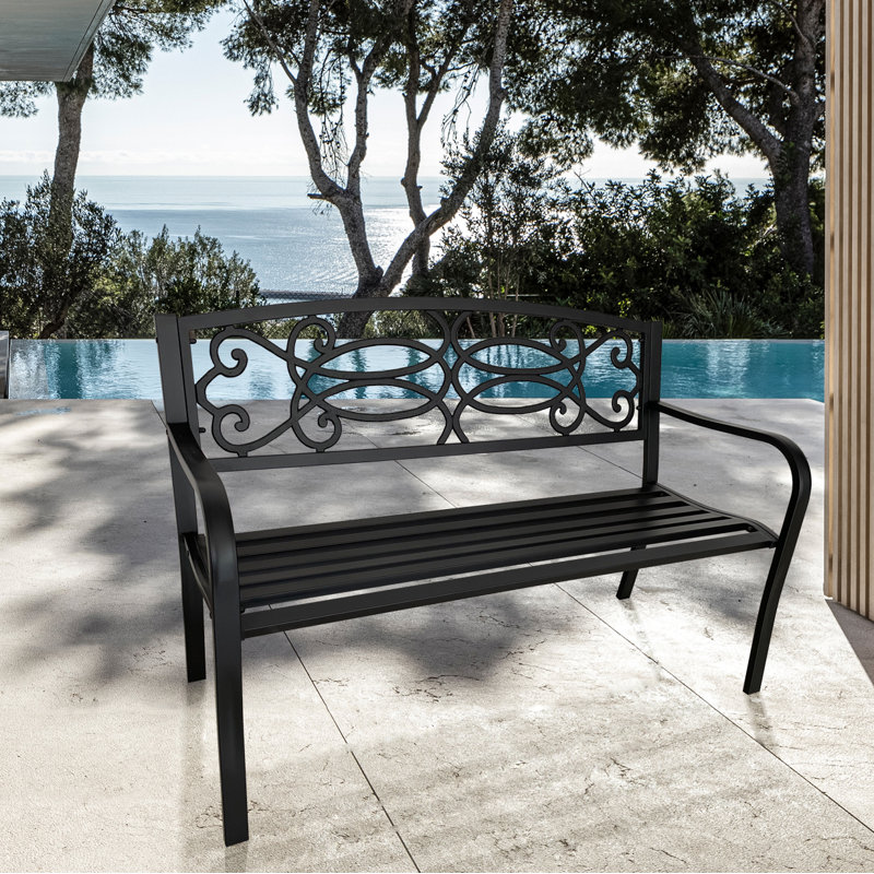 DAVEE FURNITURE Outdoor Matt Black Metal Bench
